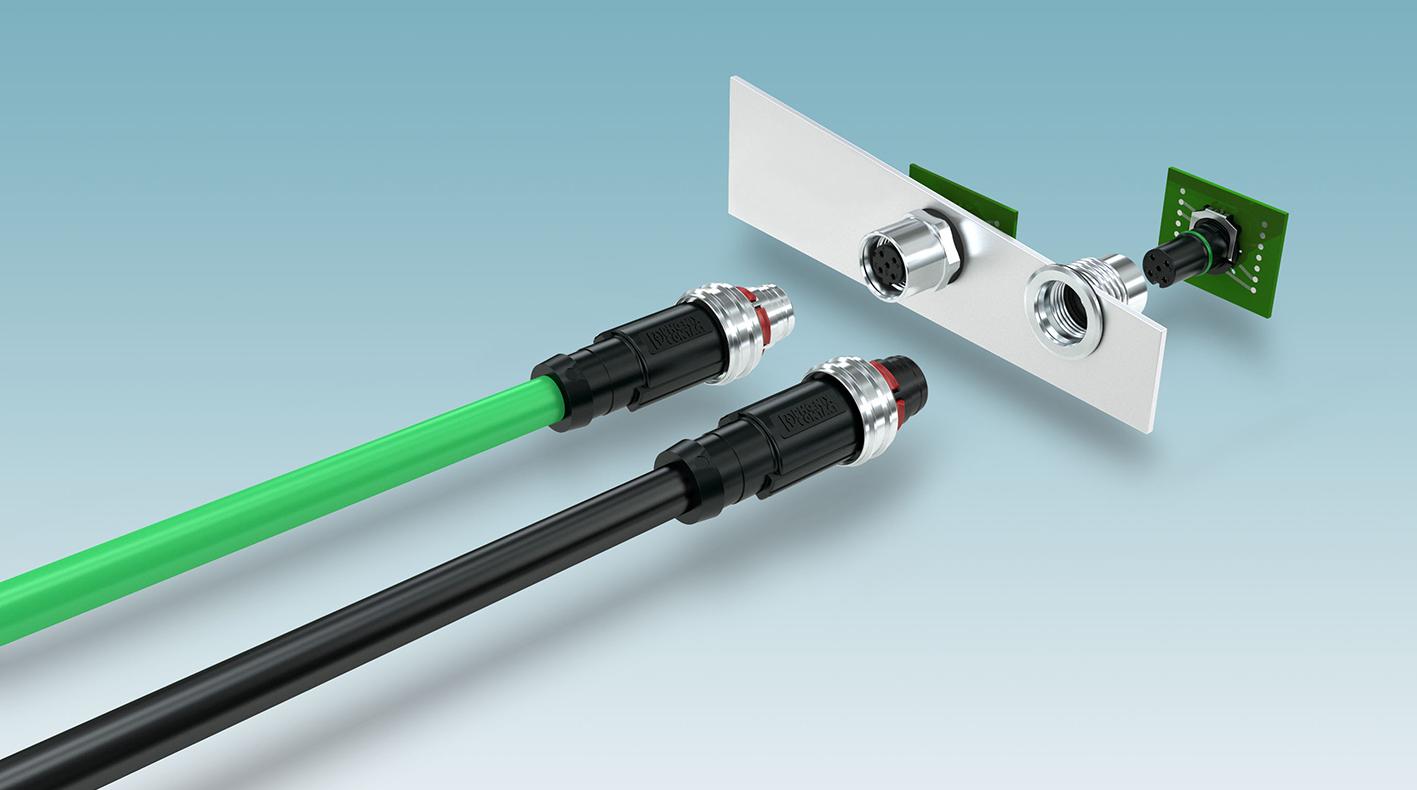 Pålidelig skærmet M12 kabling med push-pull lynaflåsning