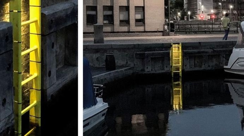 Visible rescue ladders along the quay can reduce drowning incidents