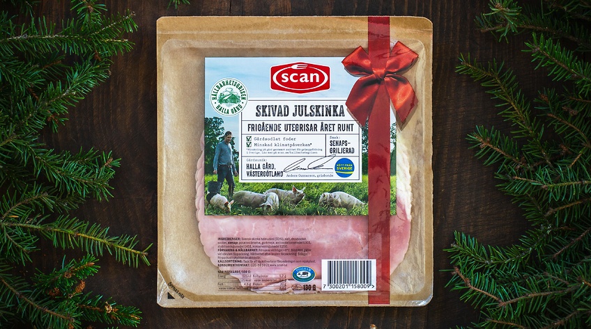 Skivad julskinka av hållbar gris