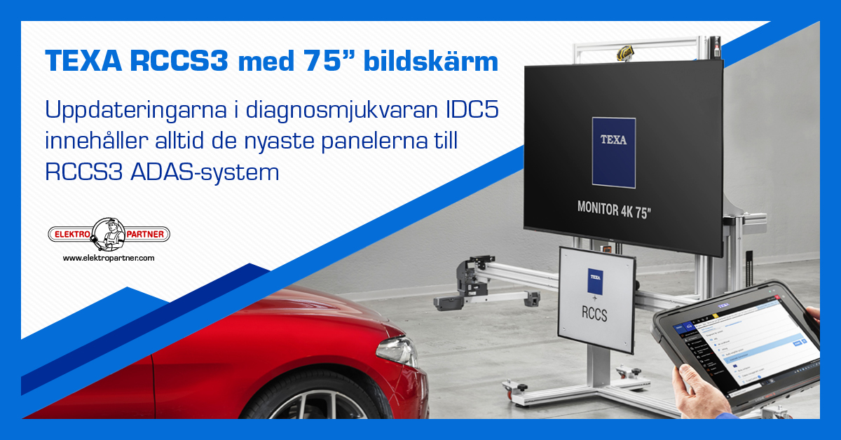 TEXA ADAS nya stativ RCCS3 med 75” bildskärm