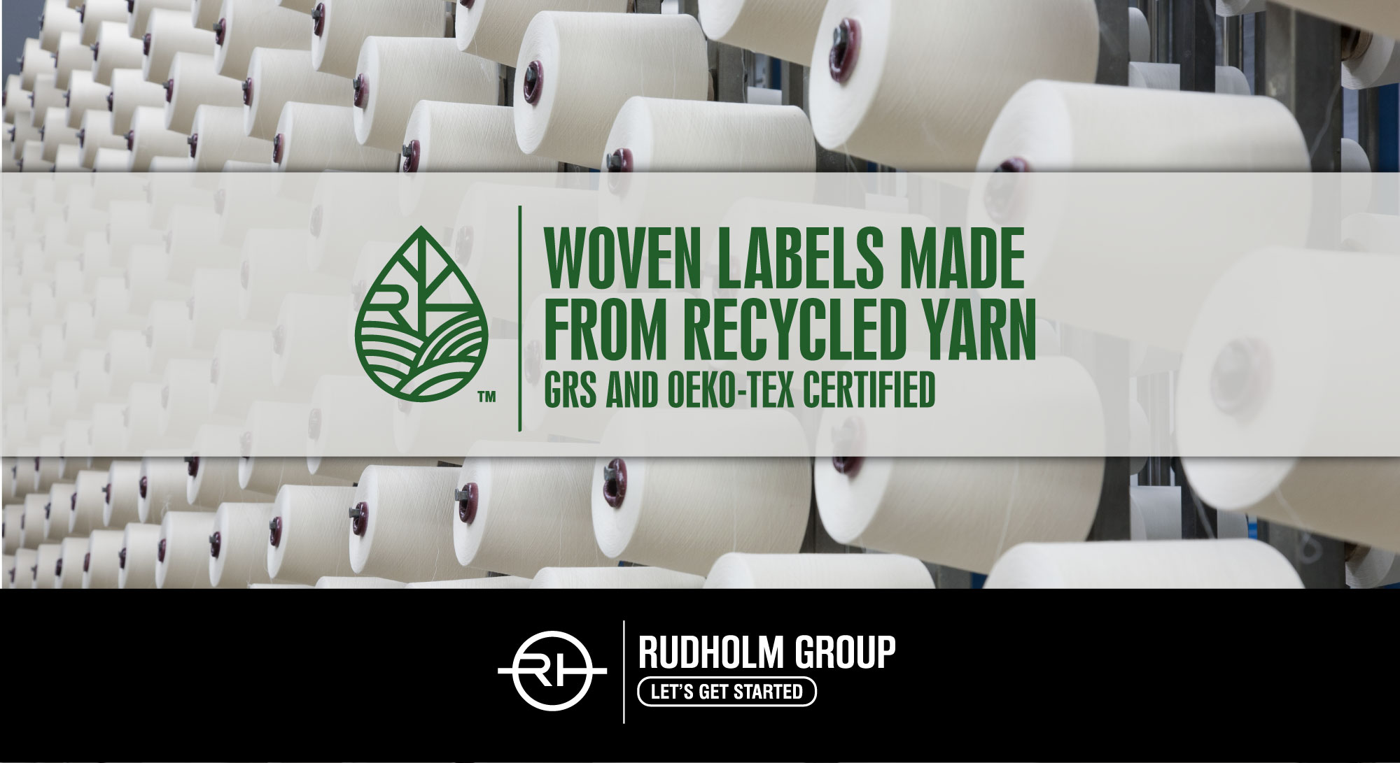 Woven labels made from recycled yarn - GRS and Oeko-Tex cert
