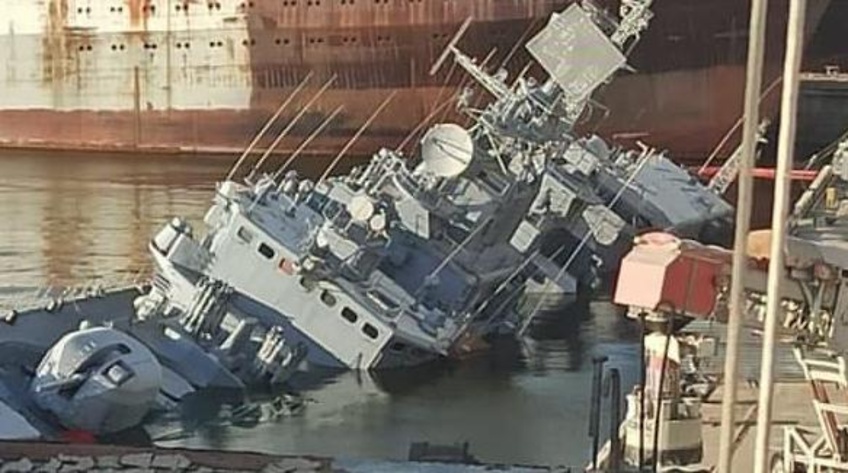 Ukraine sænker sit eget flagskib